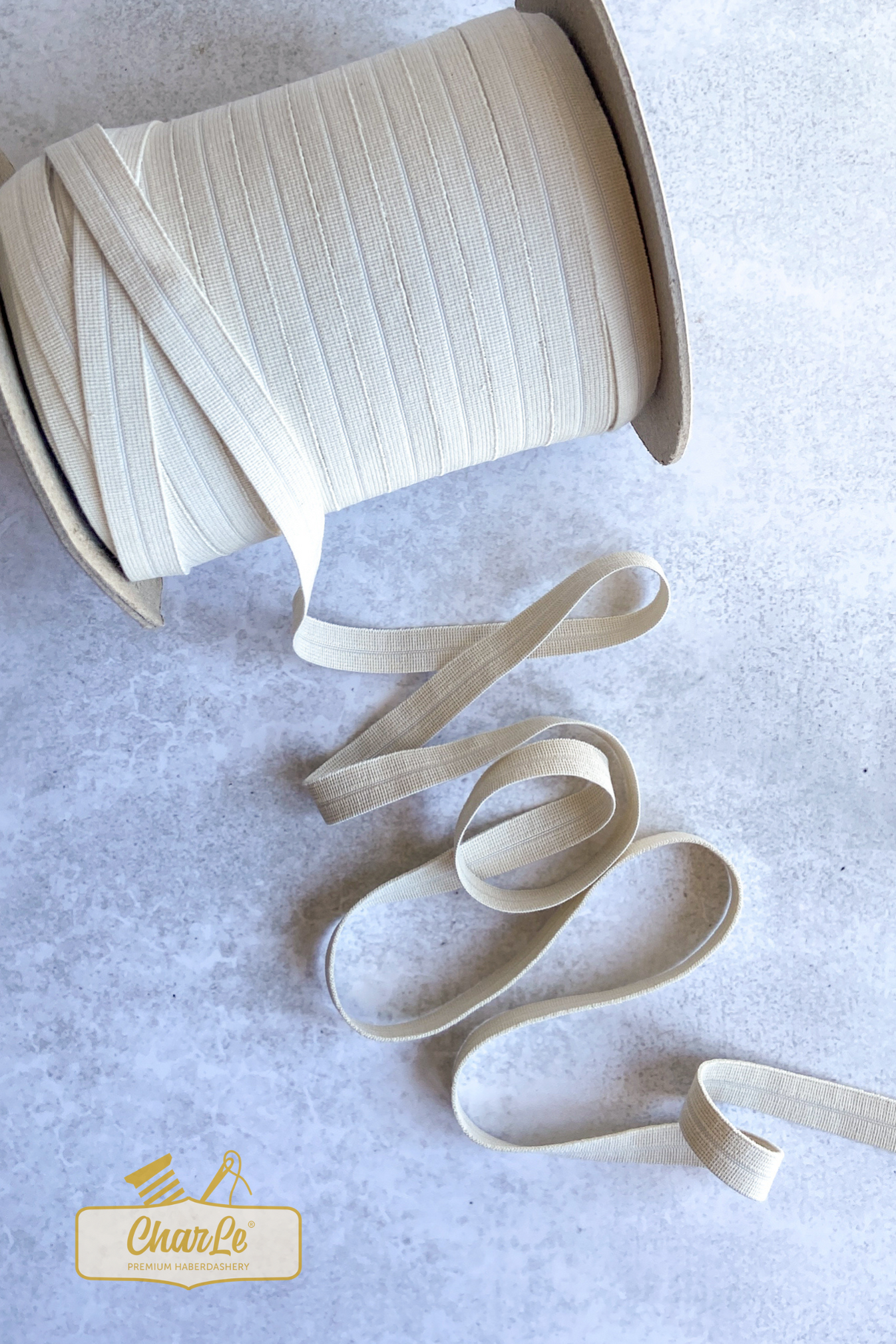 ORGANIC FOLD OVER ELASTIC 15MM | Ecru – Paper Scissors Cloth