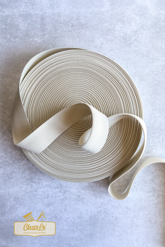 ORGANIC ELASTIC 40MM | Ecru – Strong – Paper Scissors Cloth